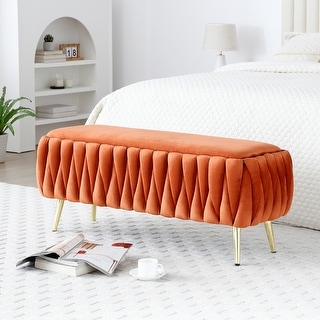 Oval Storage Bench with Gold Legs - Bed Bath & Beyond - 42569380
