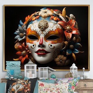 Designart "Japon Art Kabuki Mask" Japanese Framed Wall Art Prints - Bed ...