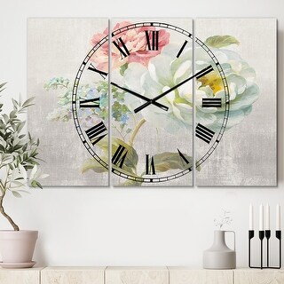 Designart 'Country Flower Bouquet' Cottage 3 Panels Oversized Wall ...