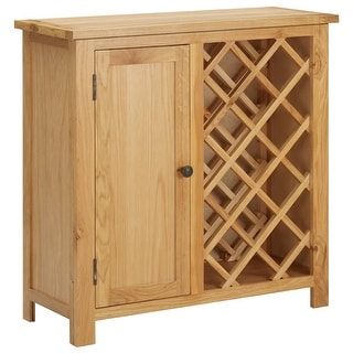 vidaXL Wine Cabinet for 11 Bottles 31.5"x12.6"x31.5" Solid Oak Wood ...