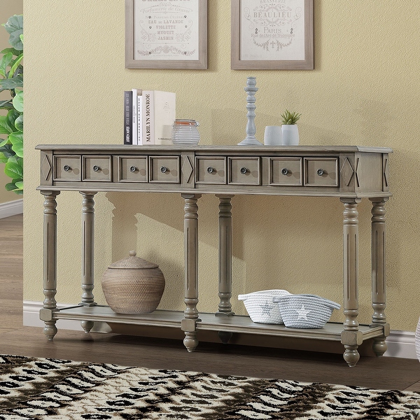 Retro 58 Console Table Entryway Table with 2 Drawers and Bottom Shelf