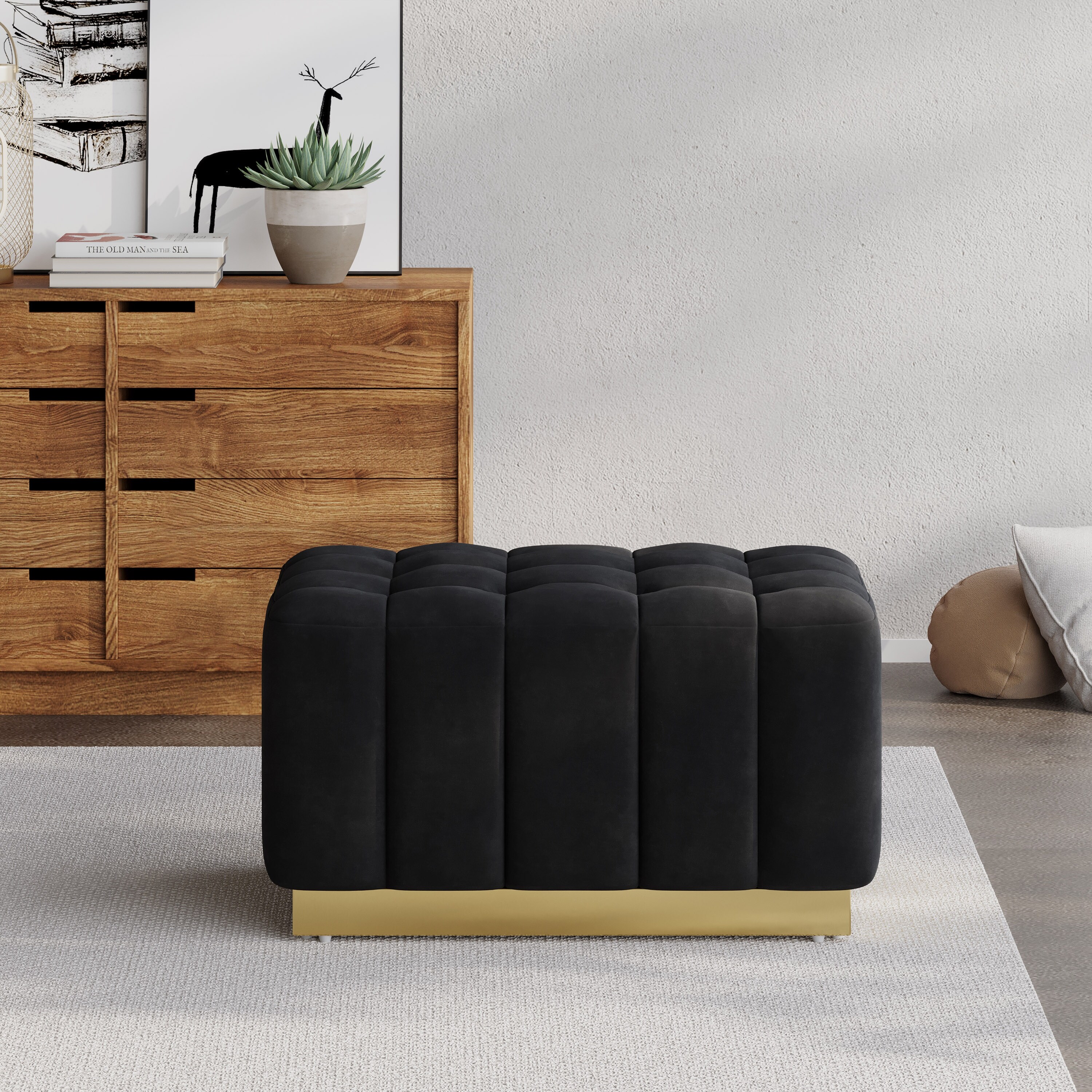 Gowen Velvet Tufted Ottoman by Christopher Knight Home - On Sale - Bed ...