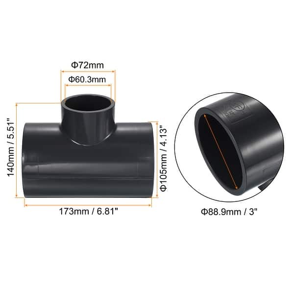 UPVC 3" to 2" Reducing Tee Pipe Fitting T Shape Socket Connector ...