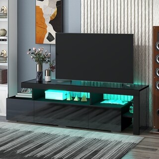 Modern Style 16-colored LED Lights TV Cabinet Uv High Gloss Surface ...