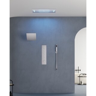Dual Heads 16" Rainfall & 6" High Pressure Thermostatic Shower System ...