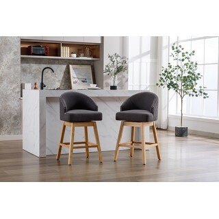 Counter Stool, 360 Degree Swivel Upholstered Bar Stools, Set of 2 - Bed ...