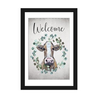 iCanvas "Cow Welcome Sign, Farmhouse Cow Art" by Hippie Hound Studios ...