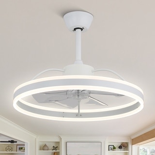 24" Pendant Ceiling Fan with LED Light, Dimmable LED Light with 3 Color ...