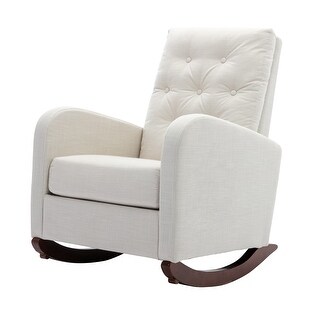 Modern High Back Rocking Chair, Comfortable Rocker Fabric Padded Seat ...