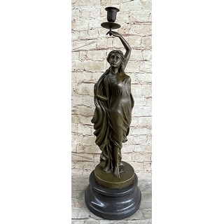Figurative Greek Roman Woman Candle Holder Candelabra Bronze Sculpture ...