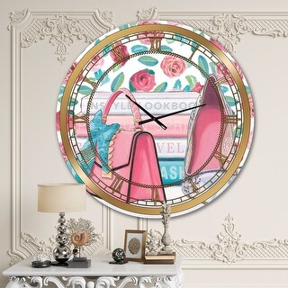 Designart 'Pink Fashion high heels I' Posh & Luxe Large Wall CLock ...
