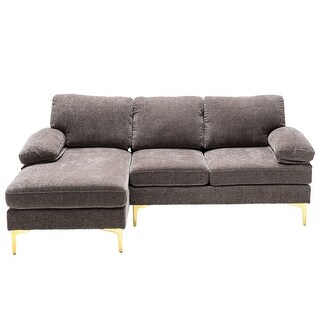 Polyester Upholstered 4 Seat Sectional Sofa Set Modern Living Room ...