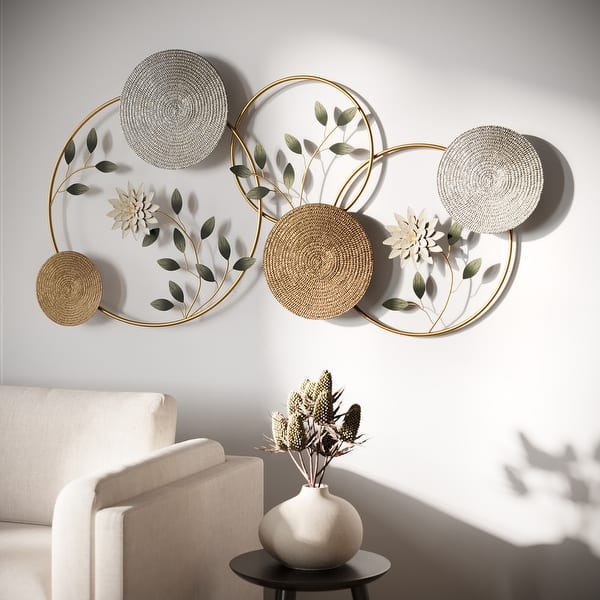 Tanora Contemporary Metal Rattan Wall Art - 21"H x 42"W x 2"D - Bed ...