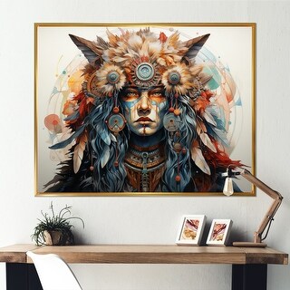 Designart "Native Art Visions Of Shamans I" Native American Framed Wall ...