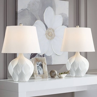 360 Lighting White Ceramic Modern Accent Table Lamps Set of 2 - 22" x ...