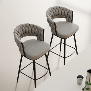 360°Swivel Bar Chairs Set of 2, Equipped with Soft Cushioned Backrest ...