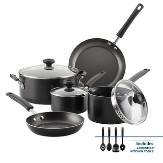 12-Piece Easy Clean Nonstick Pots and Pans/Cookware Set, Black - Bed ...