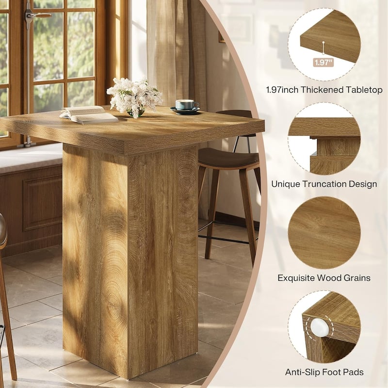 Square Bar Table, 39.4" H Industrial High Top Table - Overstock - 44153468