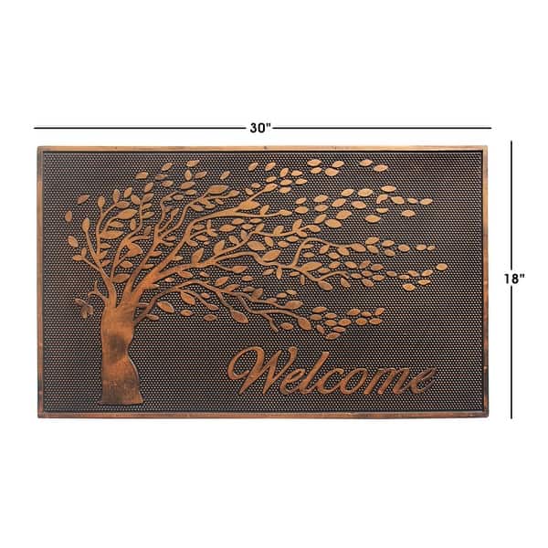 RugSmith Copper Moulded Welcome Tree Doormat, 18"x30" - Bed Bath ...