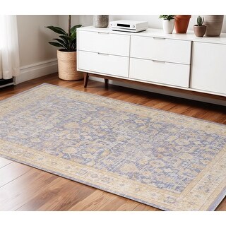 HomeRoots 4' X 6' Lavender And Orange Floral Area Rug - 4' x 6' - Bed ...