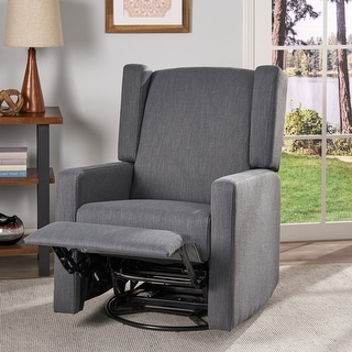 Stylish Wingback Swivel Recliner Chair, Fabric Single Sofa Chair ...