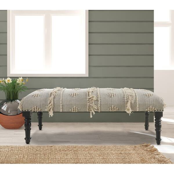 Sevita Traditional Farmhouse Over-Tufted Indoor Bench 16"W x 47"L x 18 ...