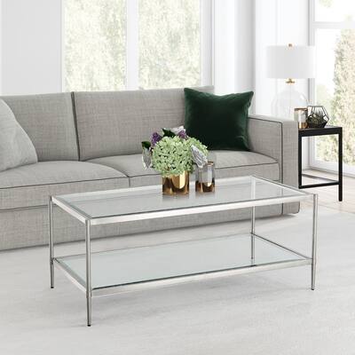 GZMR Home 2-Tier Modern Rectangle Glass Coffee Table - Overstock - 31938823