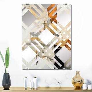 Designart "Gold And Grey Sunset Collage IV" Abstract Collages Mirror ...