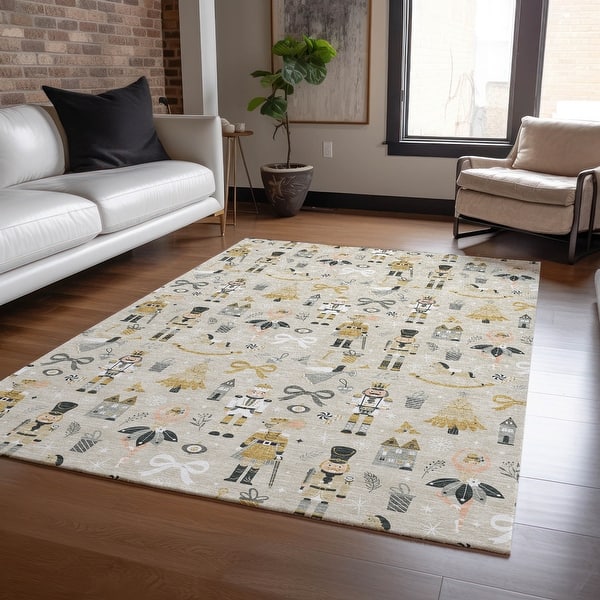 Machine Washable Indoor/ Outdoor Holiday Nutcracker Chantille Rug - Bed ...