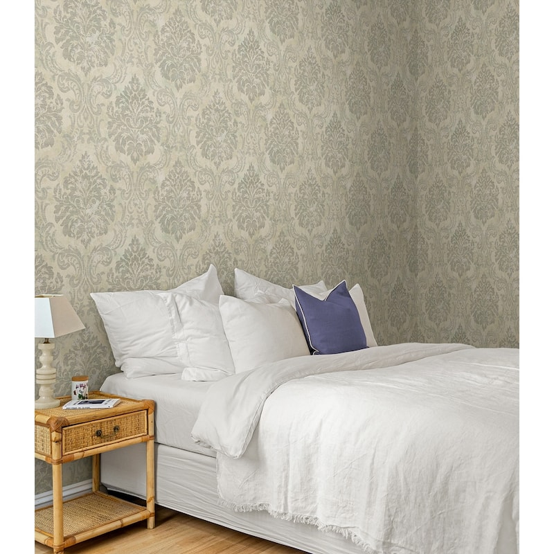 Seabrook Designs Metropolitan Damask Unpasted Wallpaper - Overstock ...