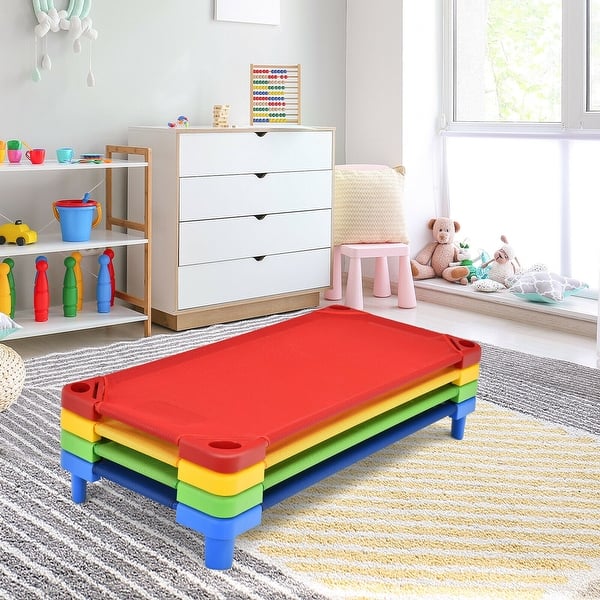 Pack of 4 Colorful Kids Stackable Naptime Cot - 51" x 23" x 6" (L x W x ...