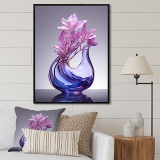 Designart "Flower Lilac Luminance Vase I" Lilacs Framed Wall Art Living ...