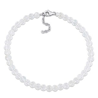 Miadora 6 1/2ct TGW White Topaz Facetted Bead Bracelet in Sterling ...