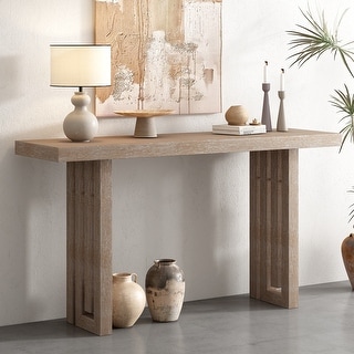 U_Style Uniquely Designed Oak Veneer Console Table With Distinctive Side Shapes - Bed Bath ...