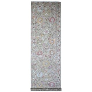 Shahbanu Rugs Moss Green Soft Wool Weft Afghan Hand Knotted Oushak ...