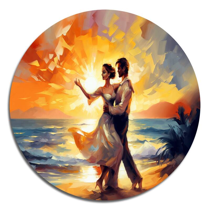 Designart "Colorful Bolero Couple Dancing III" Romantic Metal Round ...