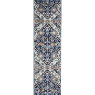 2' x 8' Blue and Ivory Persian Patterns Runner Rug - 3'6" - Bed Bath ...