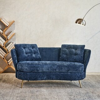 2-seat Snake-shape Sofa Chair Blue Tub Barrel Loveseat Sofa Velvet Club ...