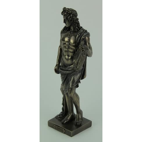 Polyresin Posing Greek God Apollo Holding His Lyre Statue - 9.75 X 3.75 ...