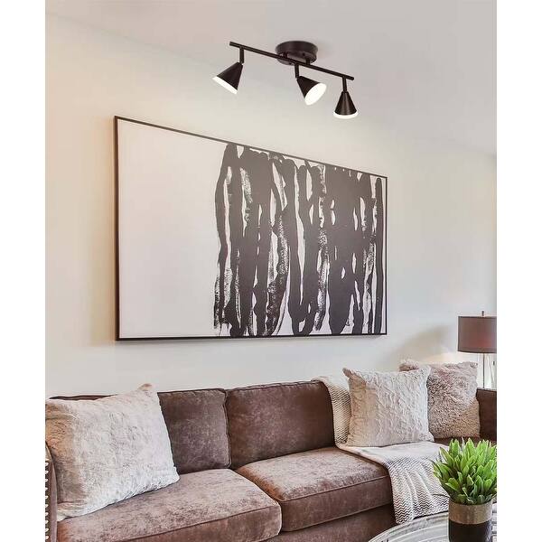 Alsy 19"W 3-Light LED Track Bar Modern Light Fixture, Matte Black with ...