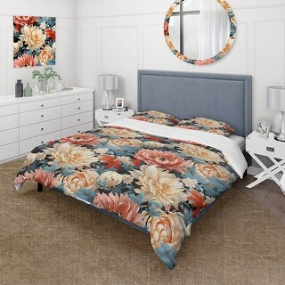 Designart "Beige And Red Modern Floral Fusion Symphony" Red Cottage ...