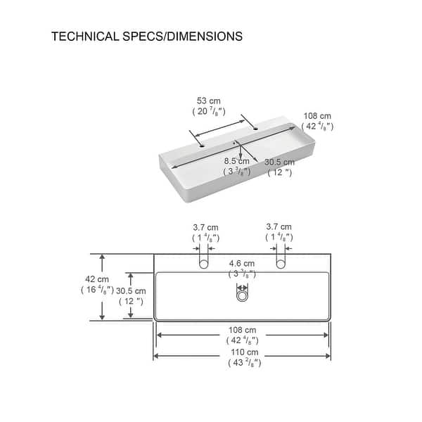 Eridanus 43" Modern Bathroom Trough Sink with Overflow - Bed Bath ...