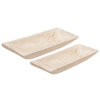 Set of Two Decorative Wooden Trays Contemporary Rustic Farmhouse ...