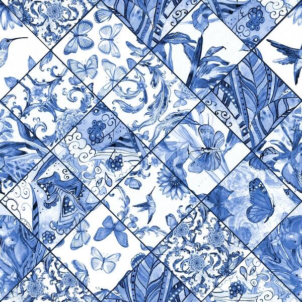 Blue Tiles Pattern Peel and Stick Wallpaper - Bed Bath & Beyond - 32617055