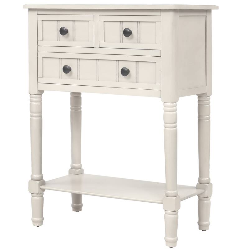 Narrow Console Table with Three Storage Drawers and Bottom Shelf ...