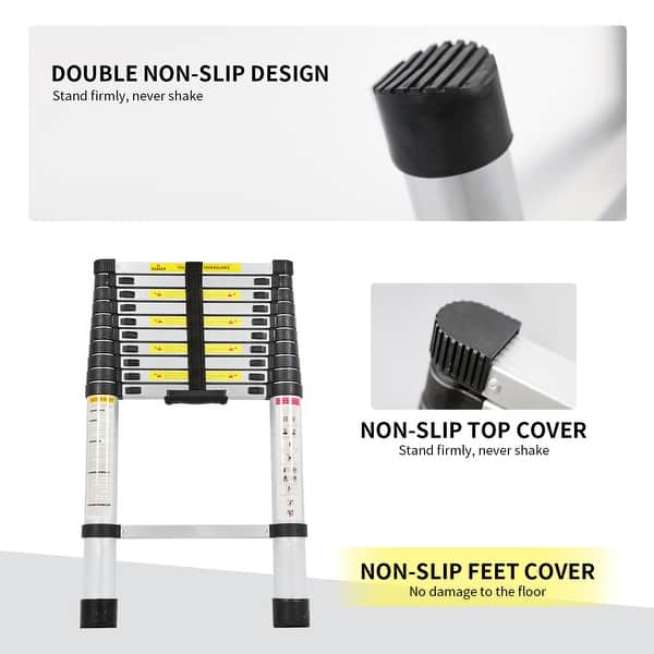 GDY 10.5FT/12.5FT Telescoping Ladder Aluminum Lightweight Extension ...