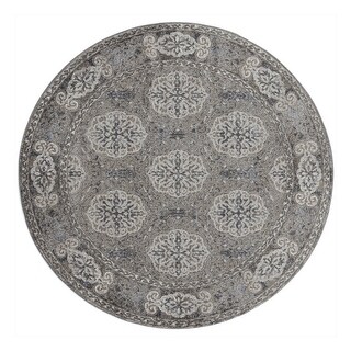 HomeRoots6' Brown Round Medallion Power Loom Area Rug - 6' Round - Bed ...