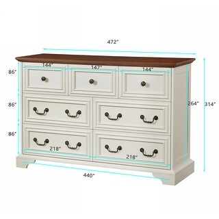 Vintage Design 7-Drawer Farmhouse Dresser in Antique White - Bed Bath ...