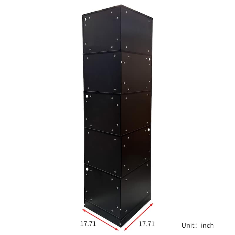 Roomfitters Corner Bookshelf with LED Lights 5 Tier Modern Wooden ...
