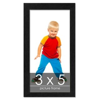 3x5 Traditional Black Complete Wood Picture Frame with UV Acrylic, Foam ...